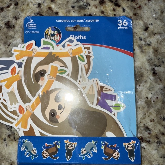 Party Supplies | 36 Pieces Cutouts Paper Sloths Super Cute Bulletin ...